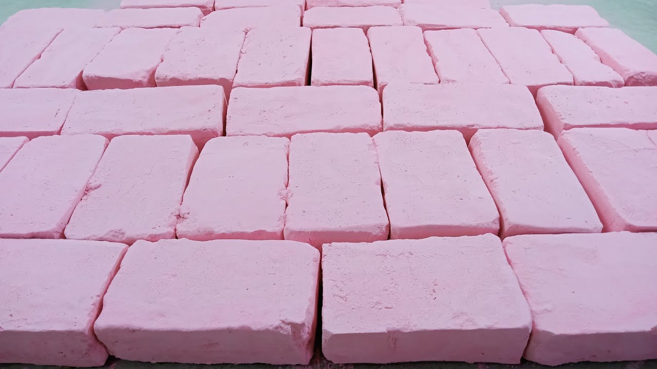Soft pink gym chalk blocks crushing | Crispy| Crunchy| Oddly Satisfying ...