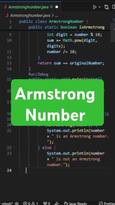 Is It an Armstrong Number? 🤔 | Java Programming #shorts #coding #java #coding #learncoding - YouTube