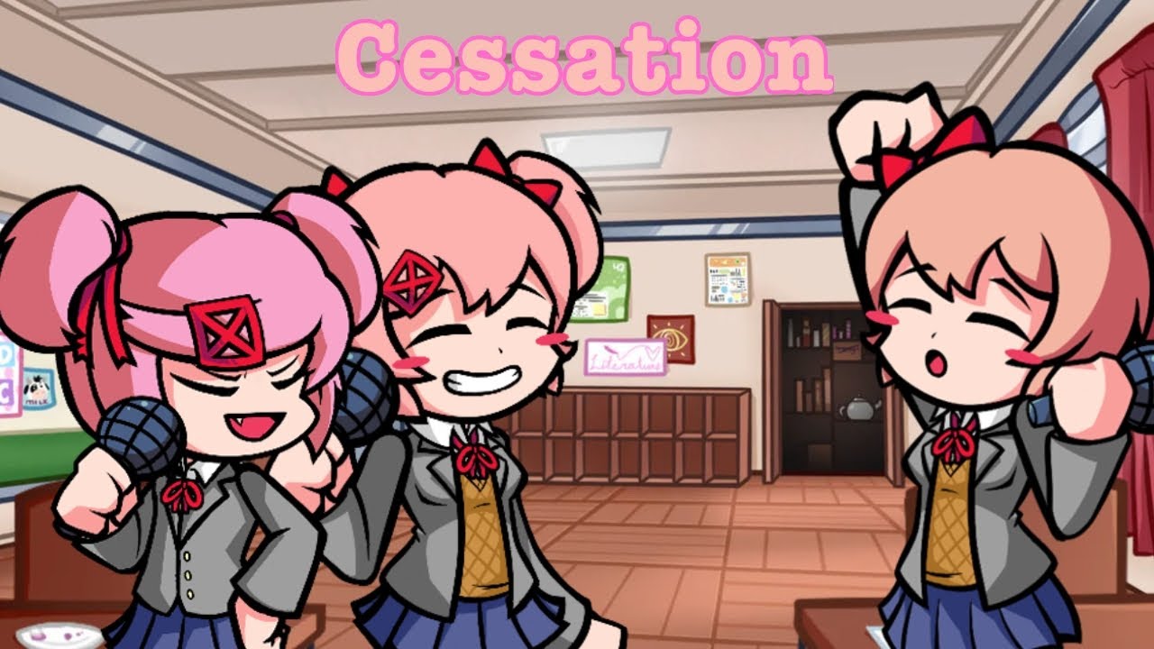 Cessation but Natsuki, Satsuki and Sayori sings it! (FNF COVER) - YouTube