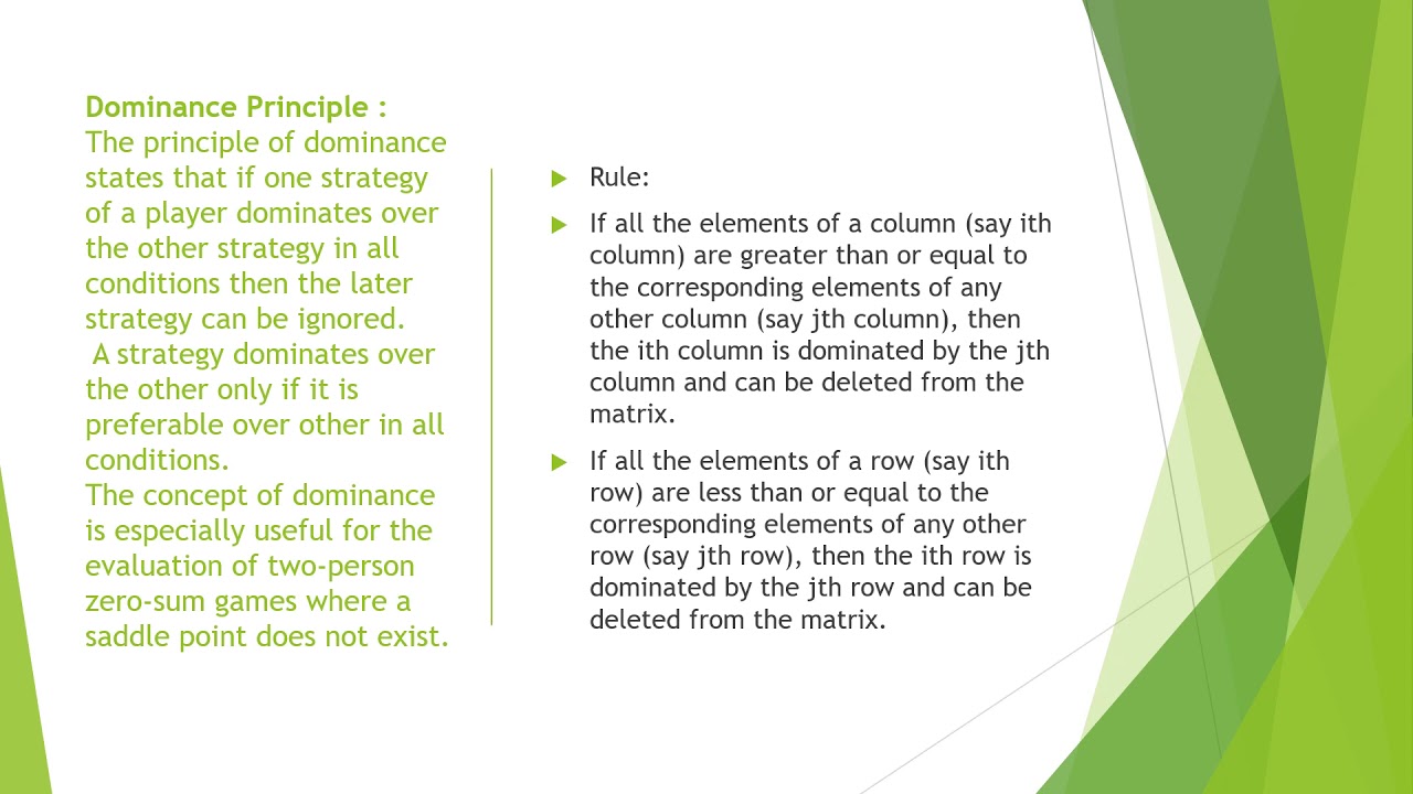 Game Theory Dominance Principle - YouTube