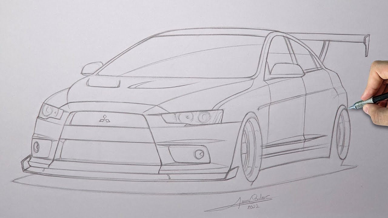 Como desenhar um Lancer Evolution X (Passo a passo narrado) - YouTube