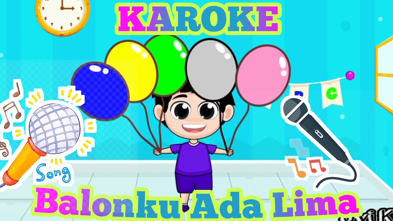 Karaoke balonku ada Lima| lagu anak Indonesia populer #karaokeanak # ...