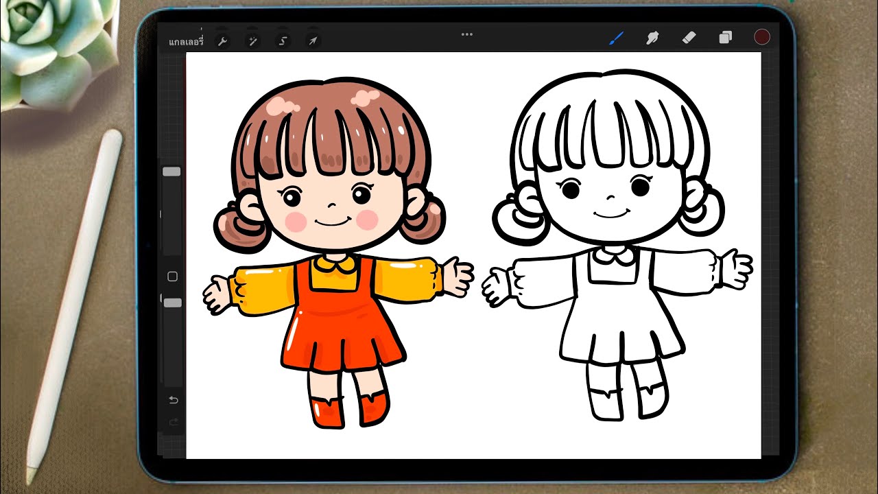 วาดรูปสาวน้อยชุดโกโกวา How to draw a girl in Gogova dress - YouTube