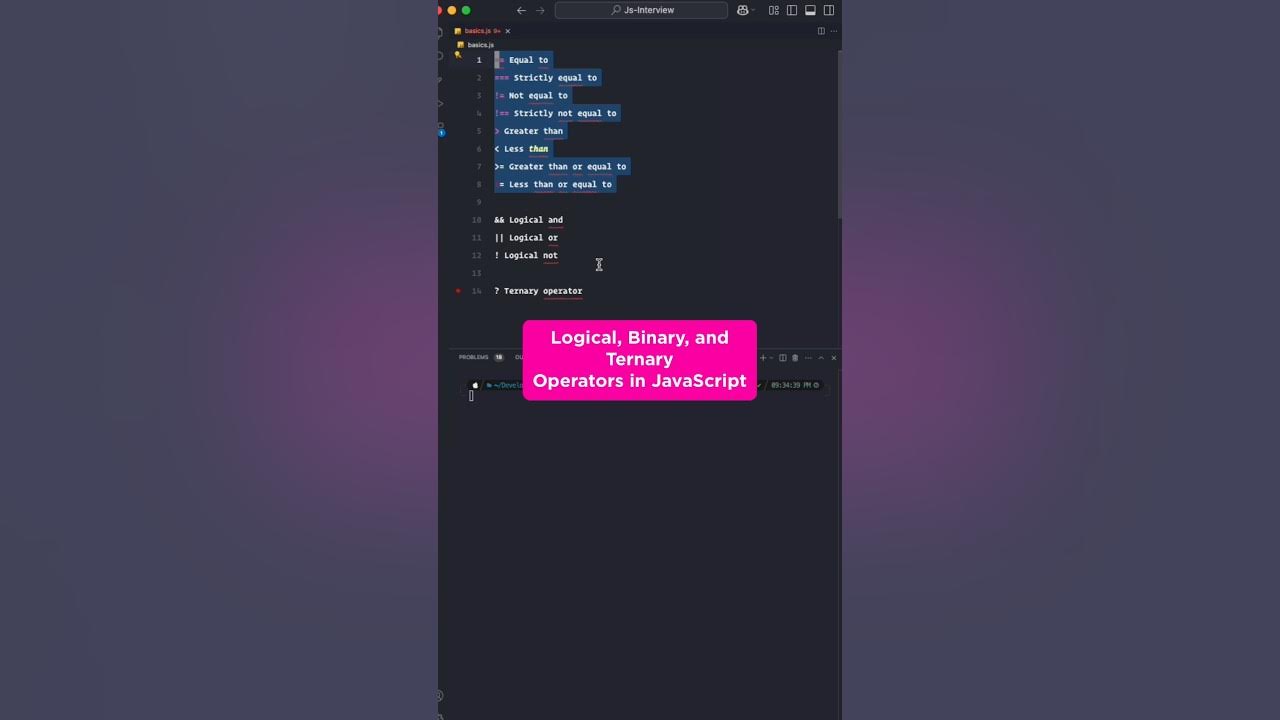 Logical, Binary, and Ternary Operators in JavaScript #javascript #coding #programming - YouTube