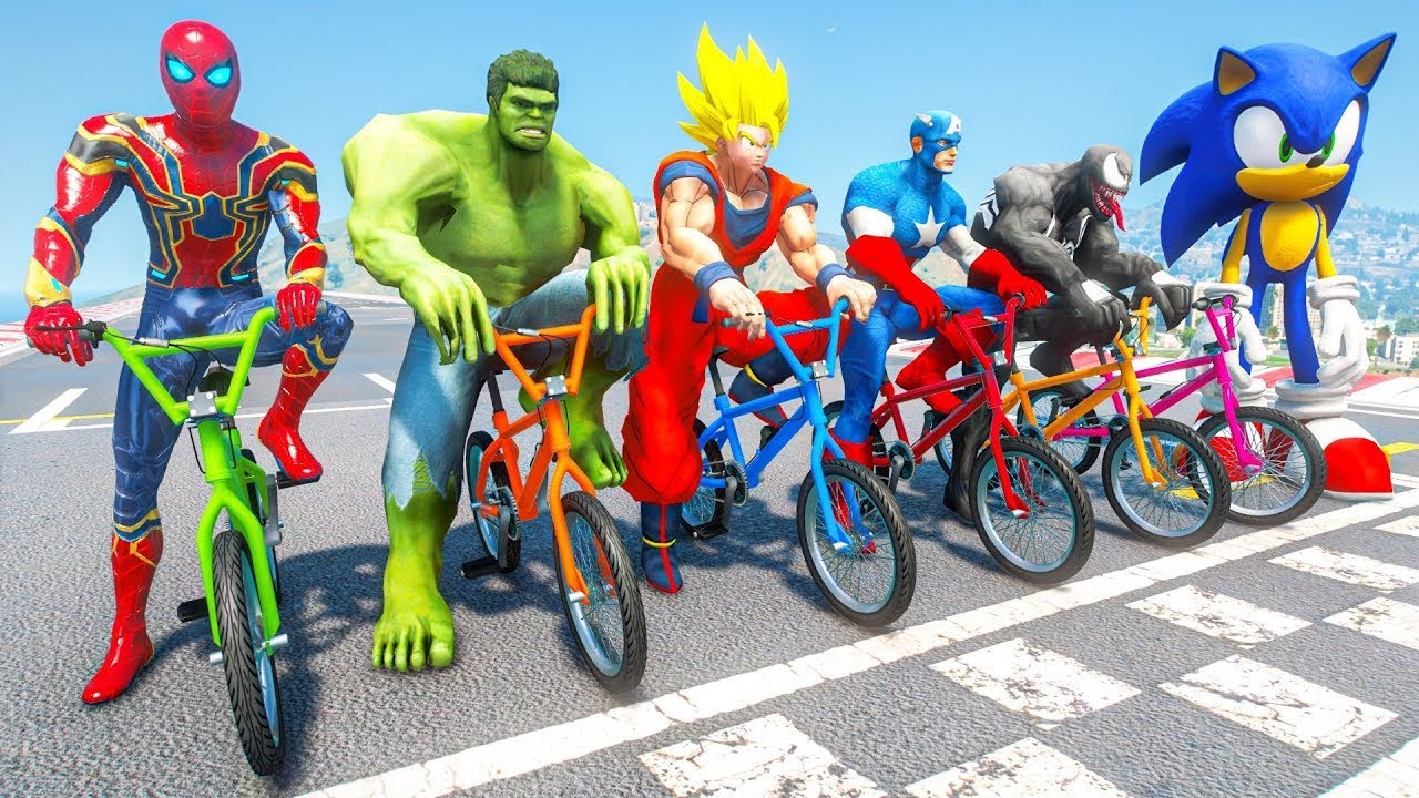 All Superheroes (Spider-man, Hulk, Iron Man...) Challenge Racing ...