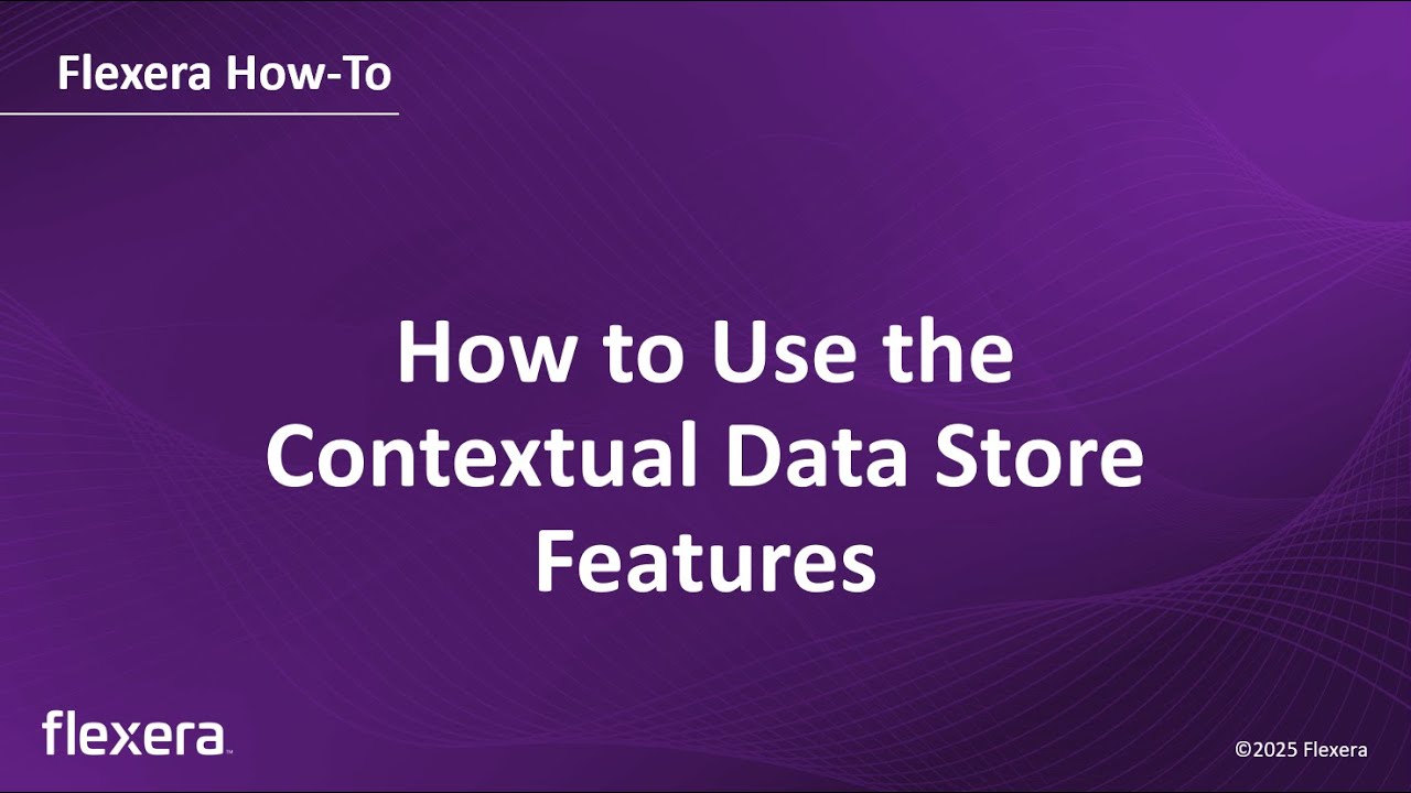 How to Use the Contextual Data Store Features in Flexera One IT ...