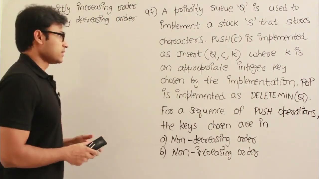 Gate 1997 question on implementing stack using priority queue - YouTube