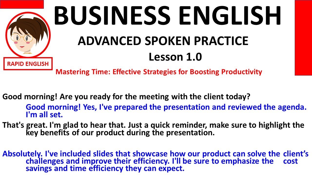 BUSINESS ENGLISH - LESSON 01 - ADVANCED SPOKEN ENGLISH PRACTICE.. - YouTube