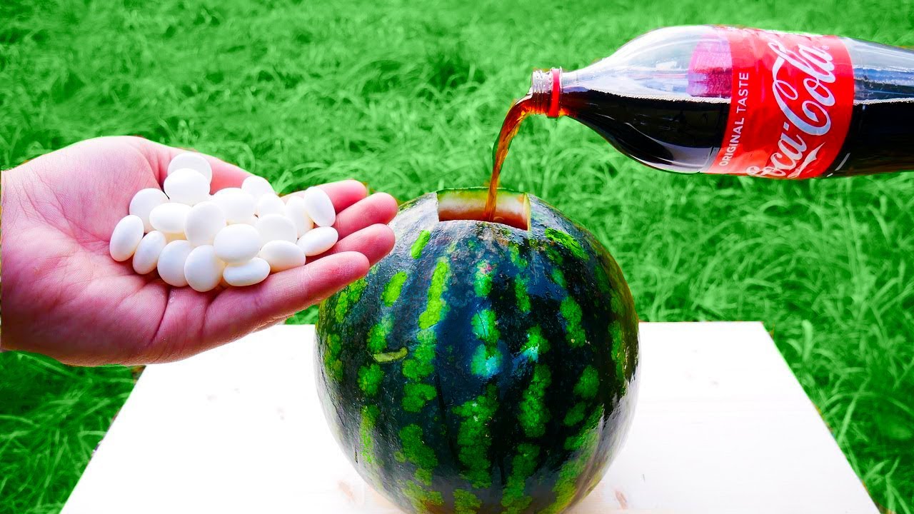 Experiment Coca Cola and Mentos vs Watermelon. Will Watermelon Explode ...