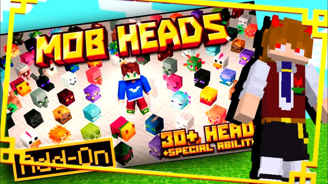 Reviw al ADDON|MOB HEADS, añade cabezas de mod a minecraft Bedrock 1.21 ...