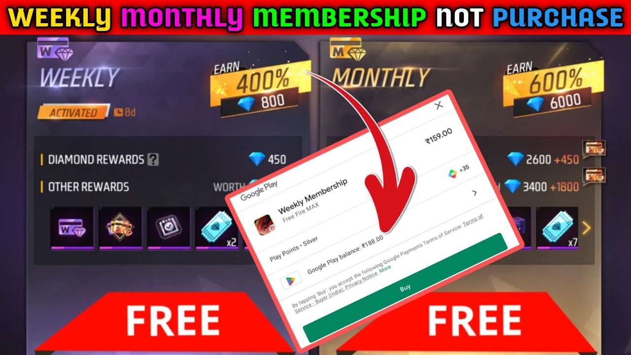 free fire weekly monthly membership - free fire me weekly membership me ...