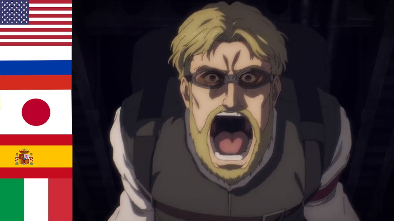 "Zeke's Scream" in 5 languages Attack On Titan Season 4 - YouTube