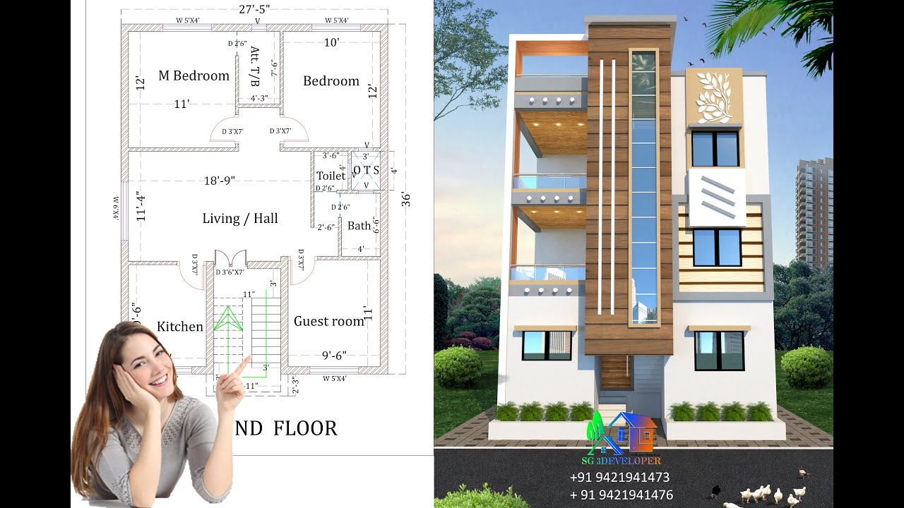 3 BHK HOUSE MAP & HOUSE DESIGN || HOME ELEVATION WITH HOME MAP || HOUSE ...
