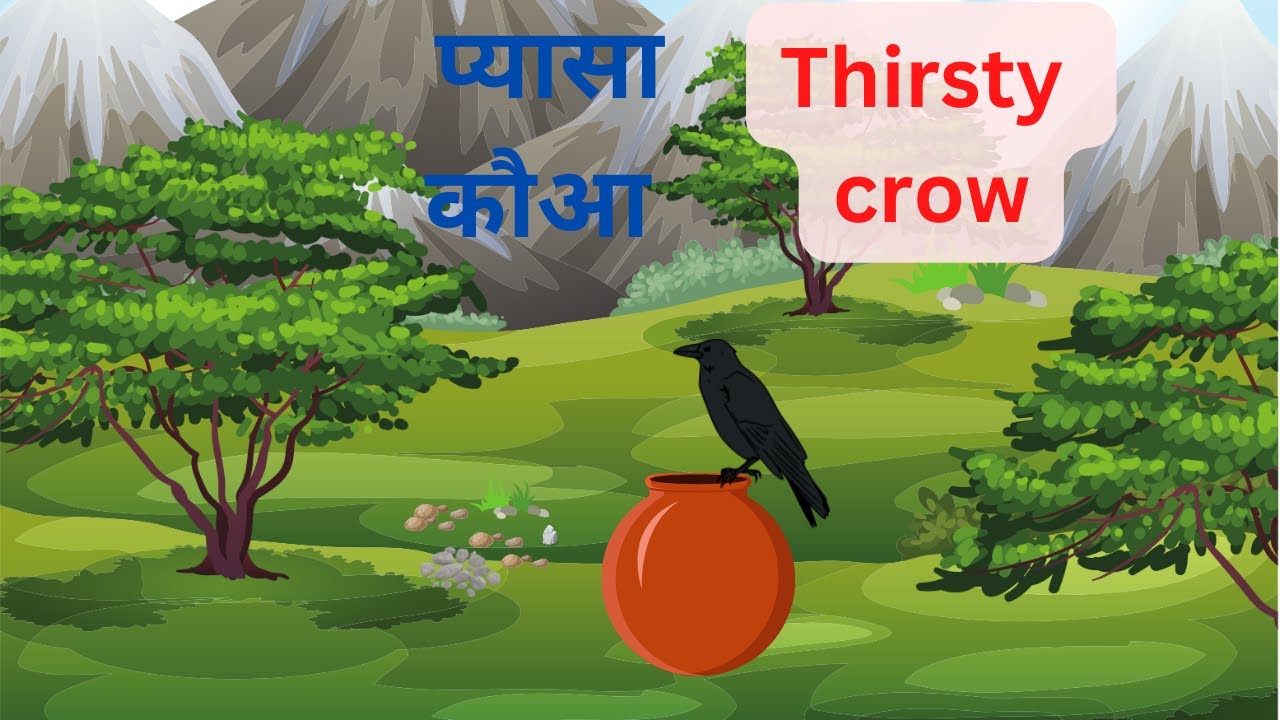 प्यासा कौआ. Pyasa kauwa.Thirsty crow story in hindi Hindi moral stories ...