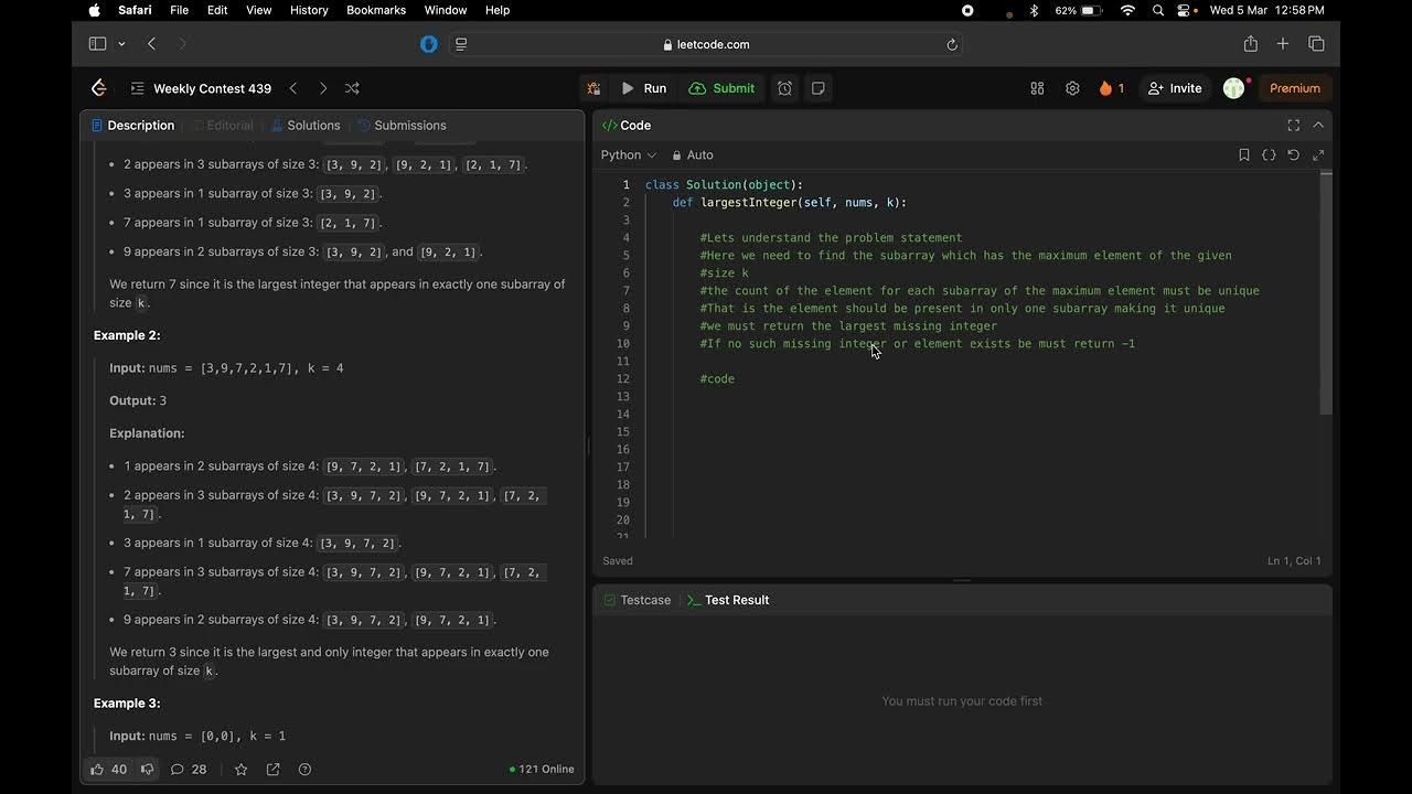 3471 .Find the Largest Almost Missing Integer -Leetcode - YouTube
