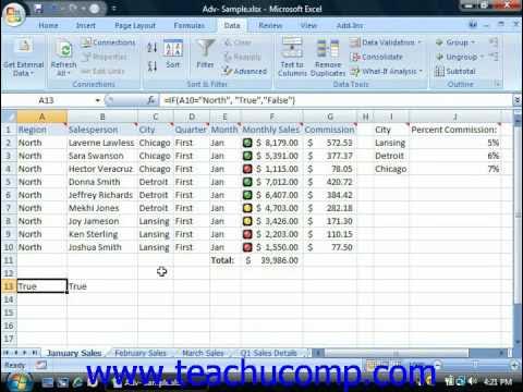 Excel Tutorial Using the IF AND and OR Functions Microsoft Training Lesson 27.2 - YouTube