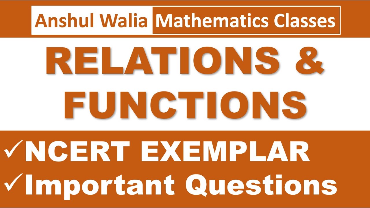 Relations and Functions || NCERT Exemplar Important Questions || CBSE ...