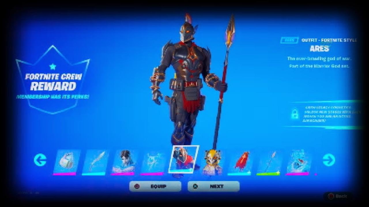 New Exclusive Ares Skin - Fortnite Crew Pack Rewards - YouTube