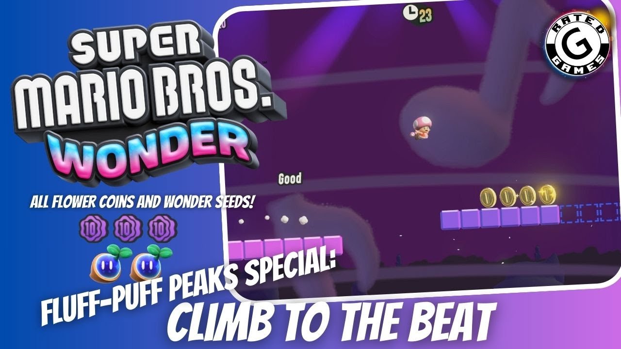 Super Mario Bros Wonder - Fluff-Puff Peaks Special Climb to the Beat ...