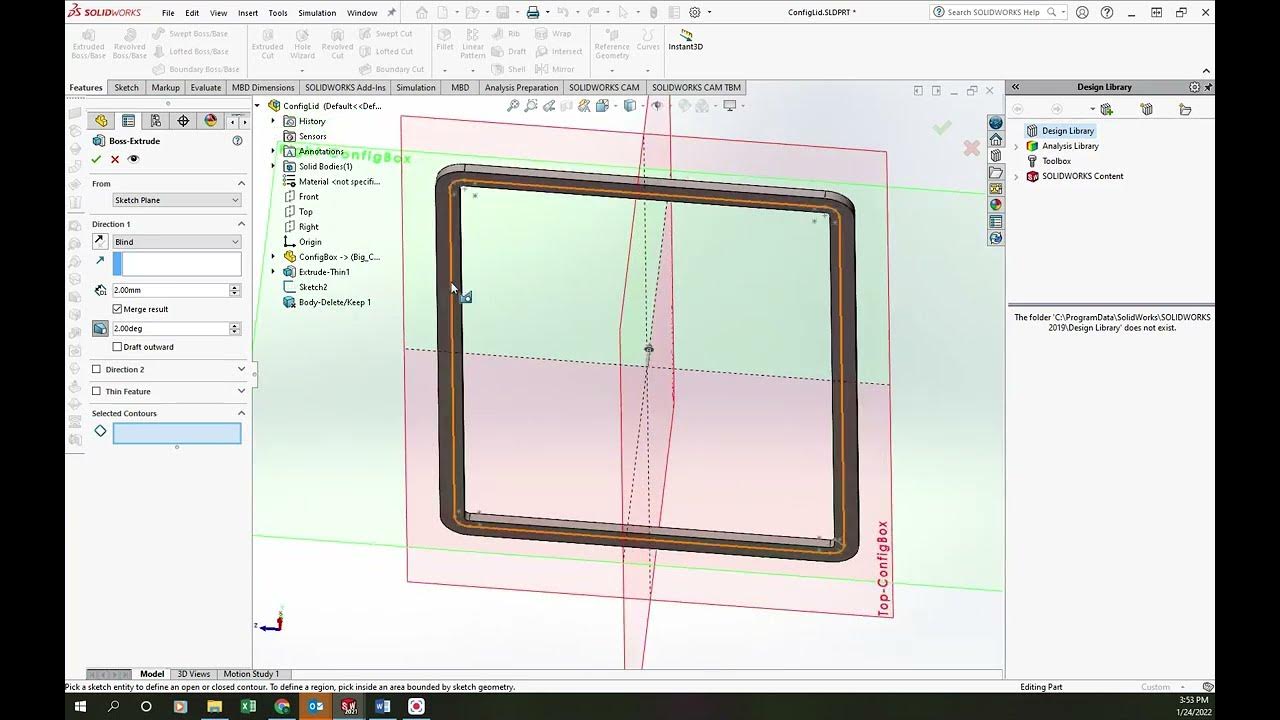 Solidworks - Derived Part with Configurations - Box Lid - YouTube
