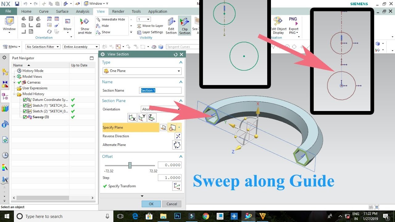 Nx Cad Sweep Along the Guide -- Tamil - YouTube