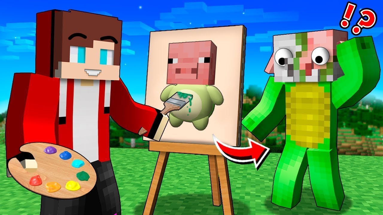 JJ and MIKEY Use Drawing MOD Challenge in Minecraft PE - Maizen - YouTube