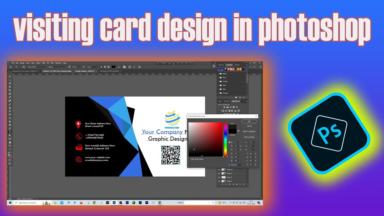 visiting card design in photoshop by helloworld student || visiting ...