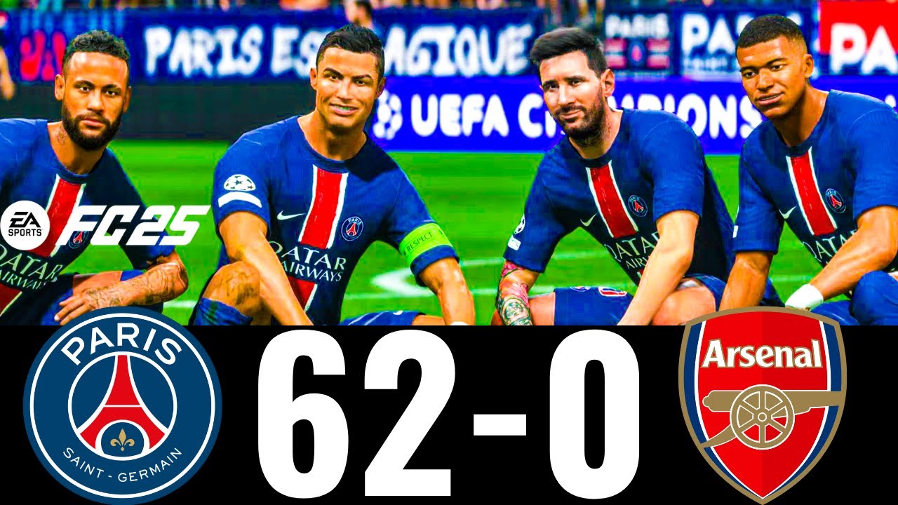 FC 25 -MESSI RONALDO NEYMAR & MBAPPE | ALL STARS | PSG 62-0 ARSENAL | UCL FINAL #fc25 - YouTube