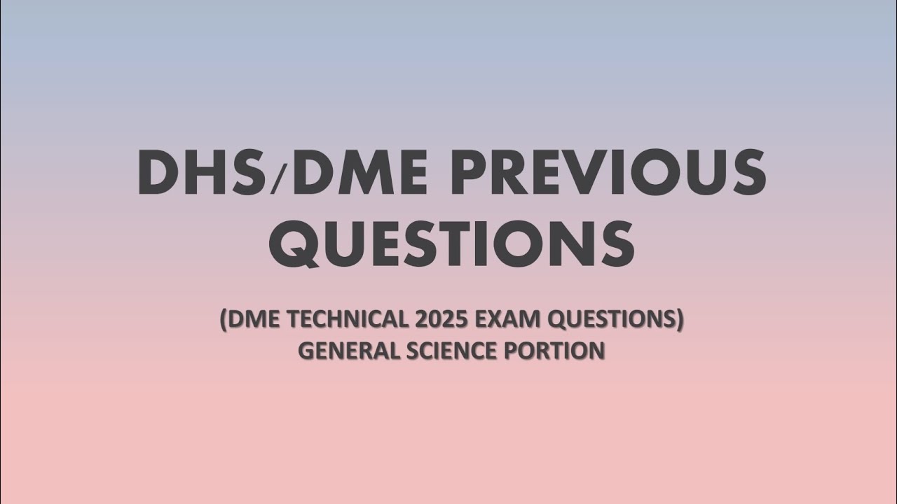 DME | PREVIOUS YEAR QUESTIONS |Target DME Non technical | MCQ ...