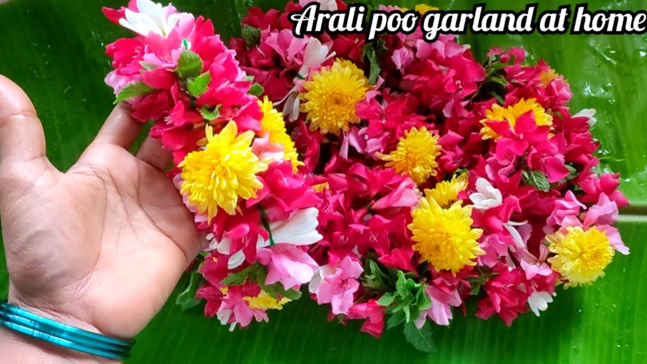கதம்பம் பூ கட்டுவது எப்படி/arali poo kattuvathu eppadi - YouTube