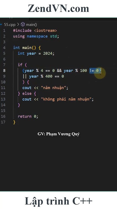 Học C++ - 55 - Kiểm tra năm nhuận #laptrinh #hoclaptrinh #cplusplus #cpp #c++ - YouTube