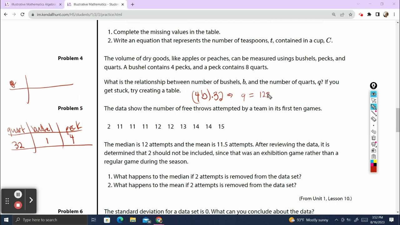 Illustrative Mathematics Algebra 1 Unit 2 Lesson 3 - YouTube