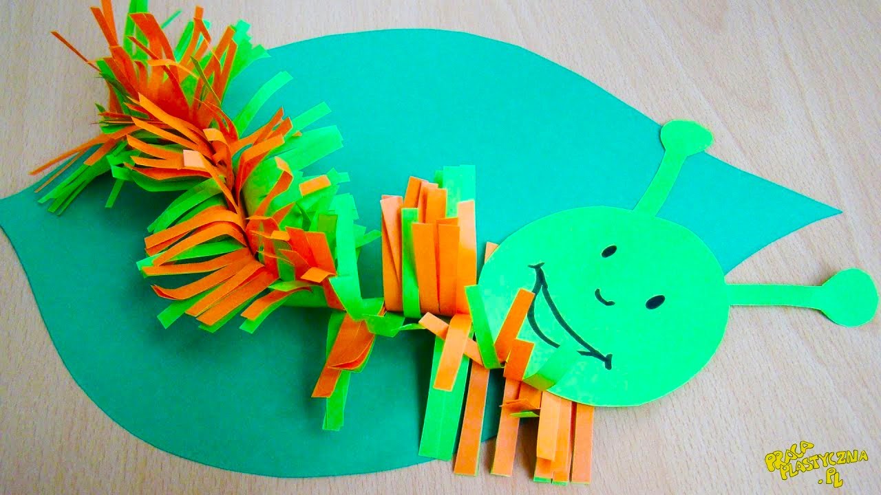 Jak zrobić gąsienicę na liściu? | Gąsienica z papieru | Praca ...