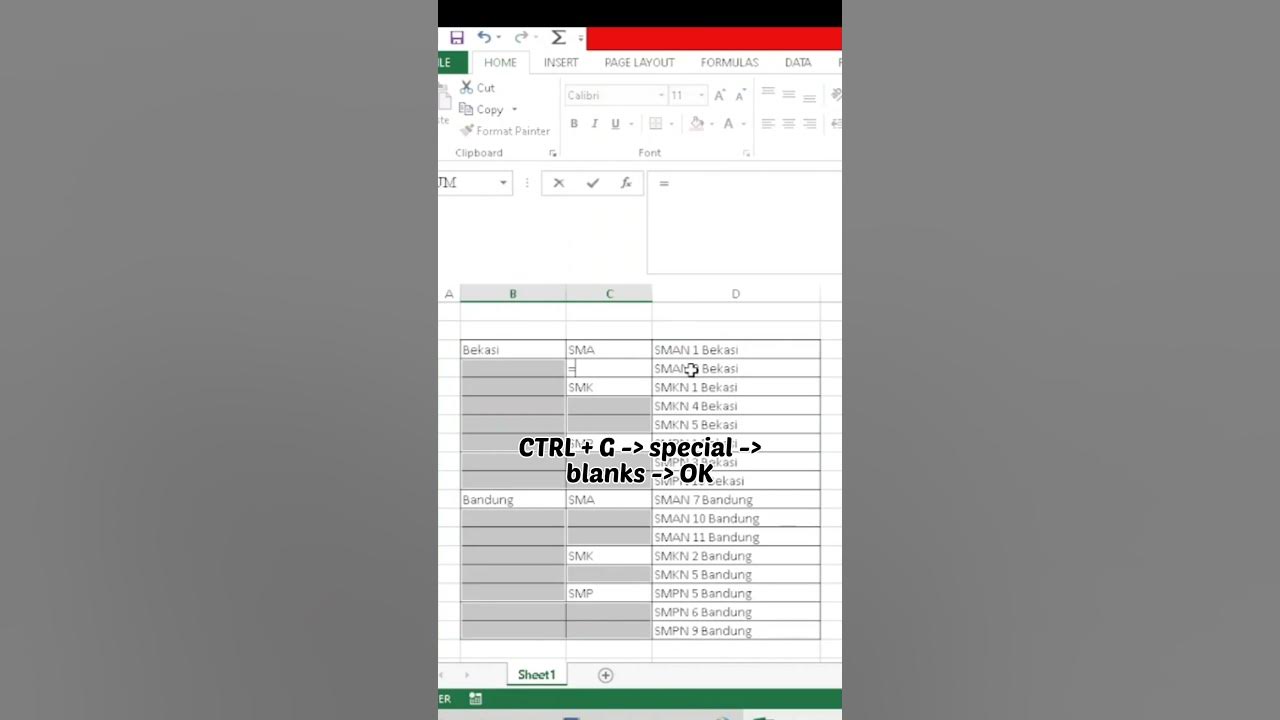 CARA CEPAT MENGISI CELL KOSONG DI EXCEL OTOMATIS - YouTube