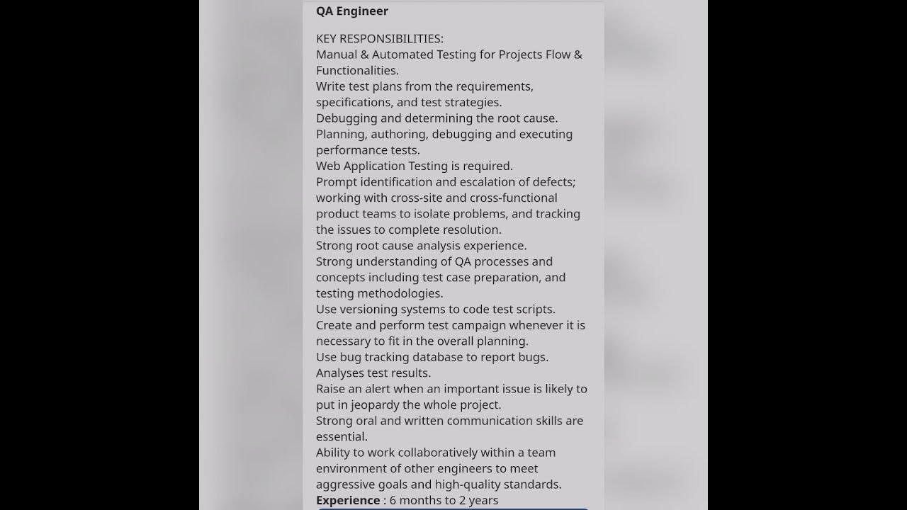 Qa Testerfresher Experienced Qatesting Getemployed Youtubeshorts Qajobs