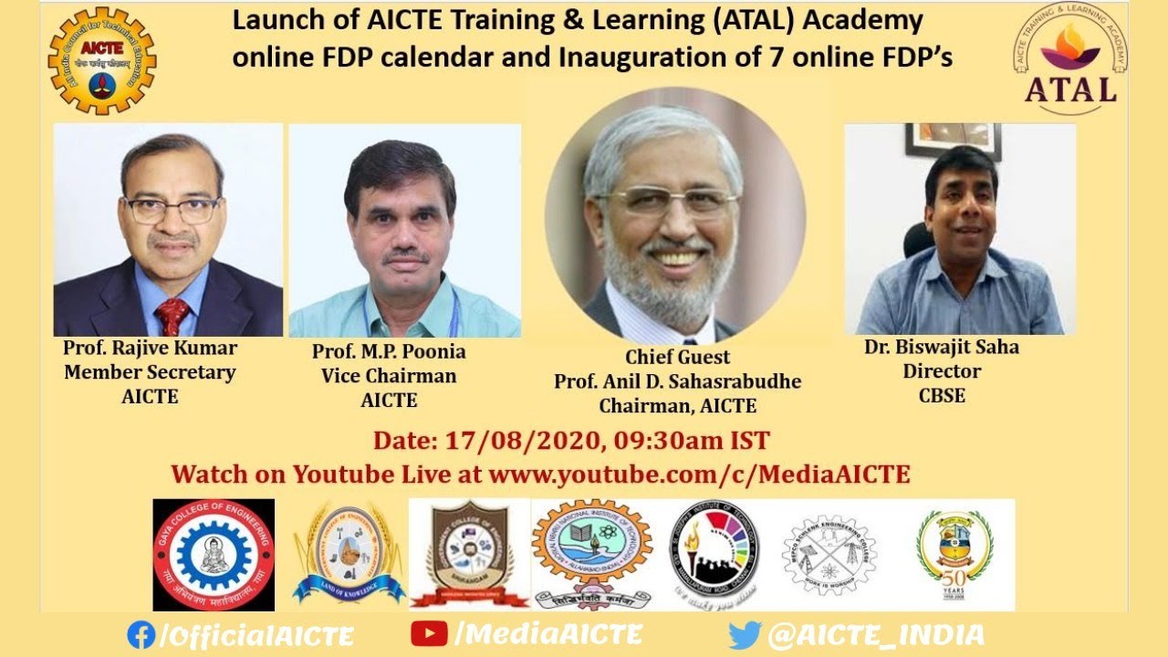 Launch of ATAL Academy online FDP calendar & 7 online FDP inauguration ...