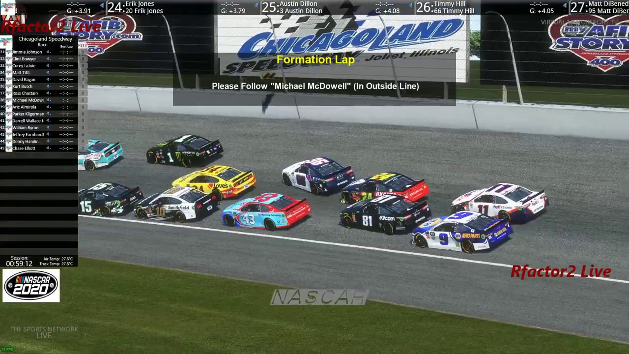 rFactor 2 Nascar 2020 @ Chicagoland Cole Trickle, Rowdy Burns & Russ ...