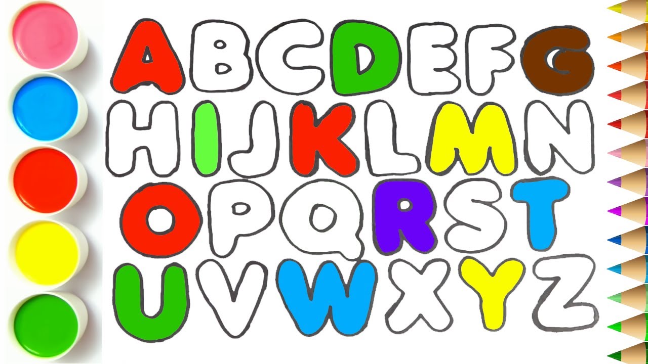 ABC English Alphabet Drawing and Coloring | Alphabet Drawing, Painting ...