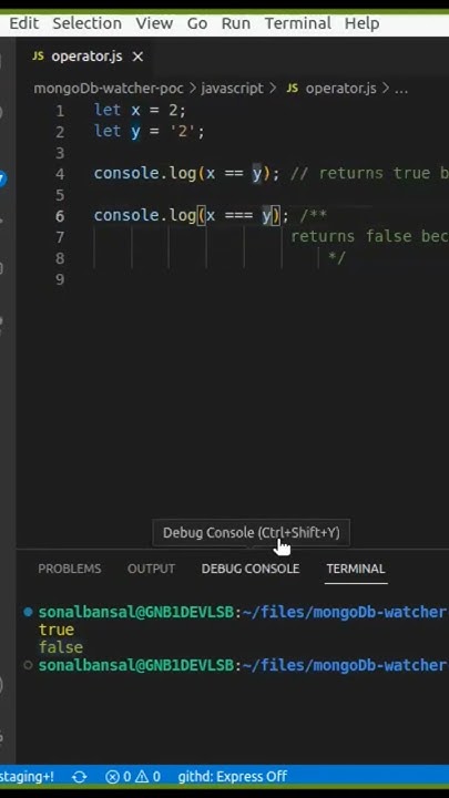 Difference between == and === comparison operator #interviewquestions #javascript #operator ...