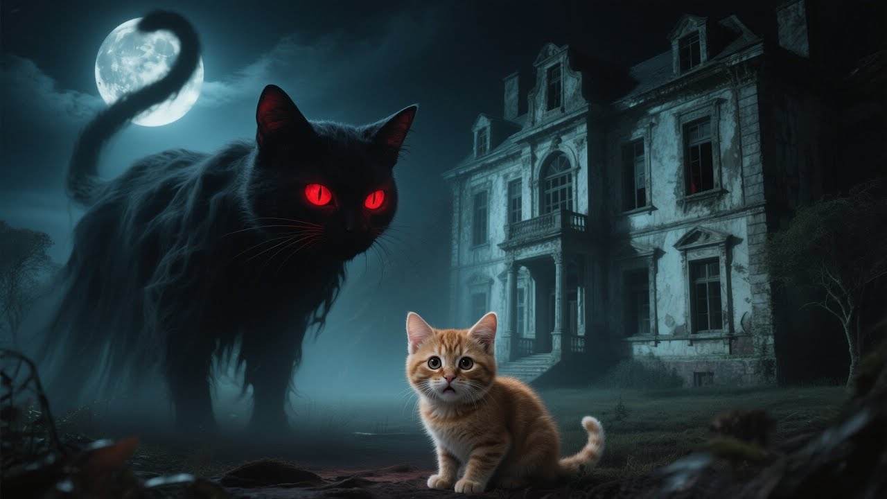 Terrified Ginger Kitten Escapes a Haunted Mansion !😱Black cat curse! - YouTube