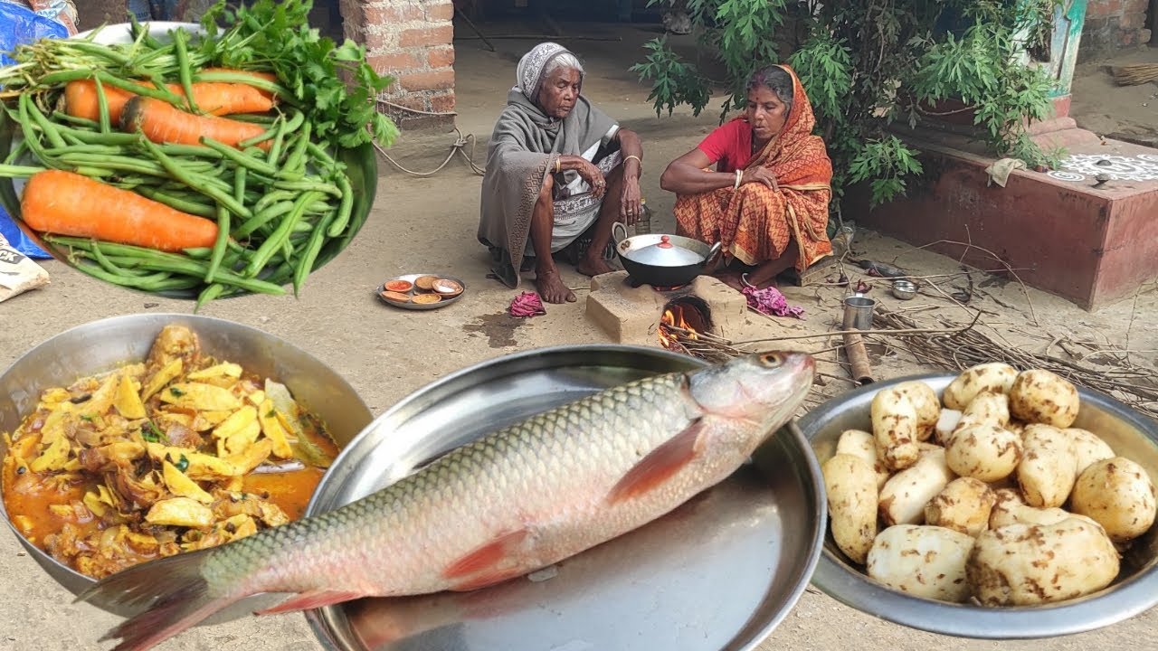 Very tasty mrigal FISH CURRY with KOCHU&and vegetables cooking and ...