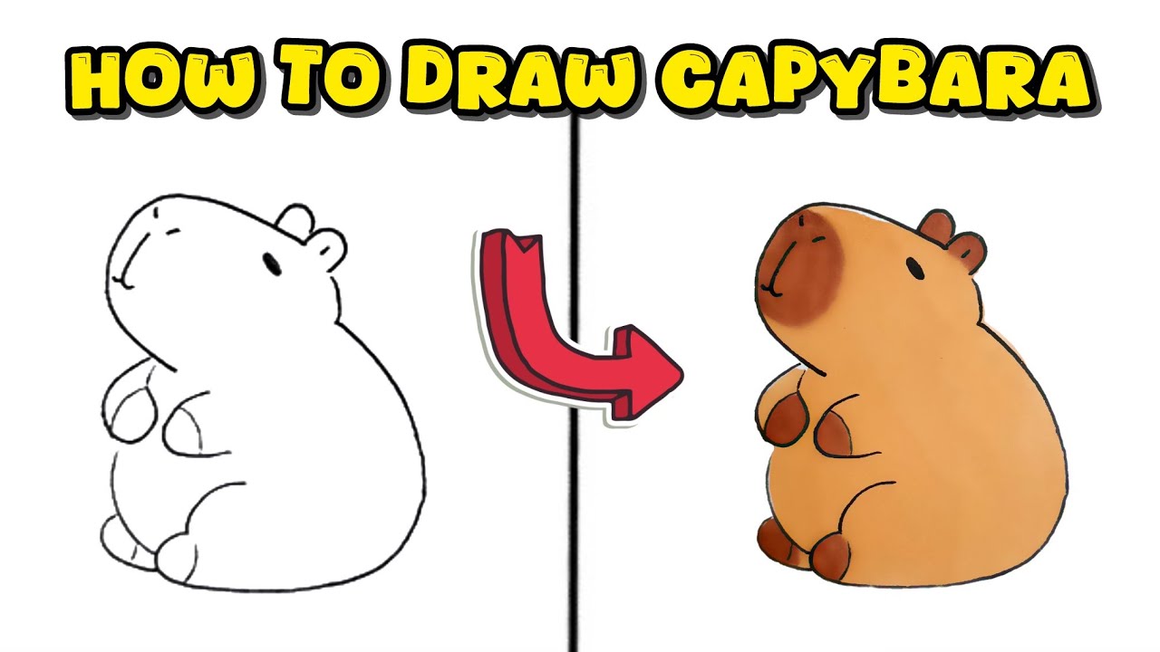 How to Draw a Capybara – Easy and Adorable Animal Drawing with Markers ...