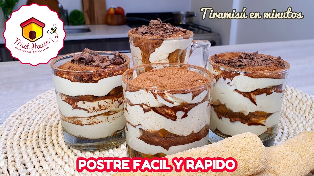 Postre en vasos TIRAMISU sin mascarpone SUPER FACIL Y RAPIDO - YouTube