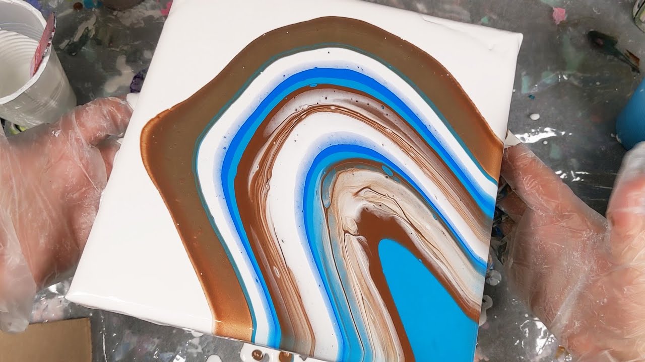 GEODE PAINT POUR - Blue and Metallic Brown Geode Acrylic Paint Pour ...