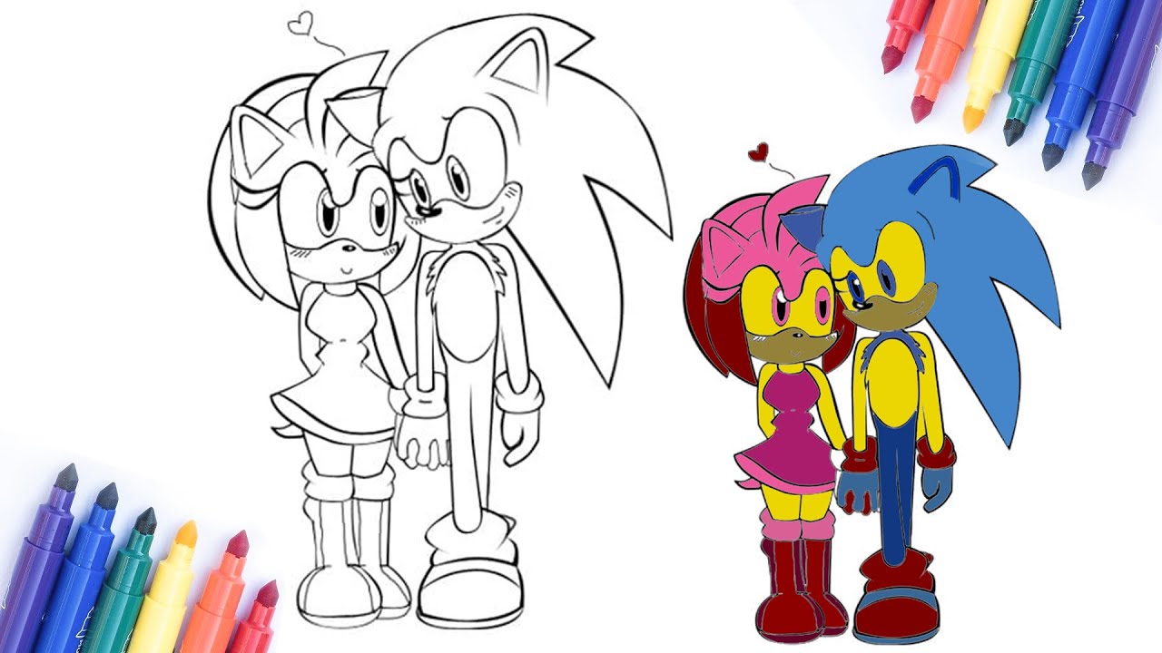Amy Rose Sonic , Sonic and Amy Rose Coloring , How To Draw Sonic - YouTube