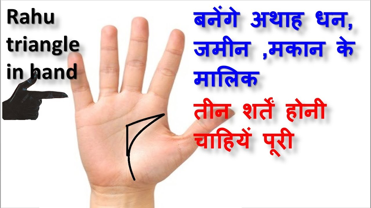 Rahu triangle in hand ! हाथ मे रहू का त्रिभुज कब, कैसे, कितनी ,धन जमीन ...