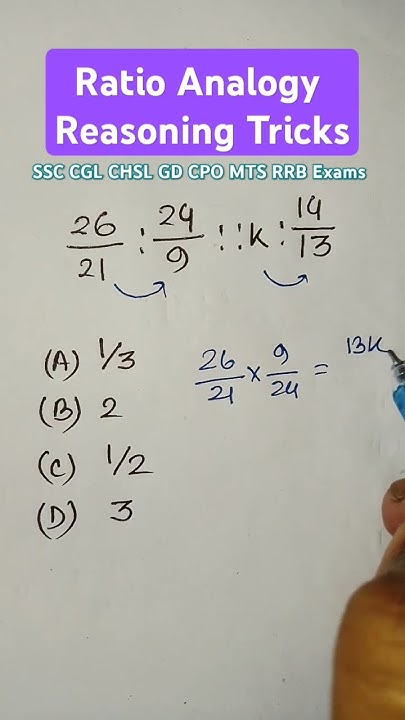 Ratio Analogy || Number Analogy Reasoning Tricks For SSC CGL CHSL GD CPO MTS RRB Exams || # ...