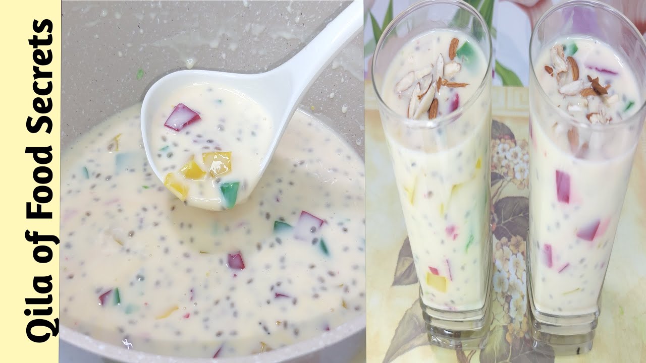 Custard sharbat with homemade jelly | Custard Jelly Sharbat Recipe by ...