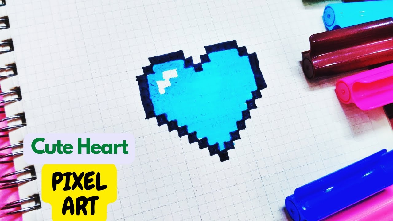 How to Draw a Cute Heart | Blue Heart 💙 | Step by Step Pixel Art - YouTube