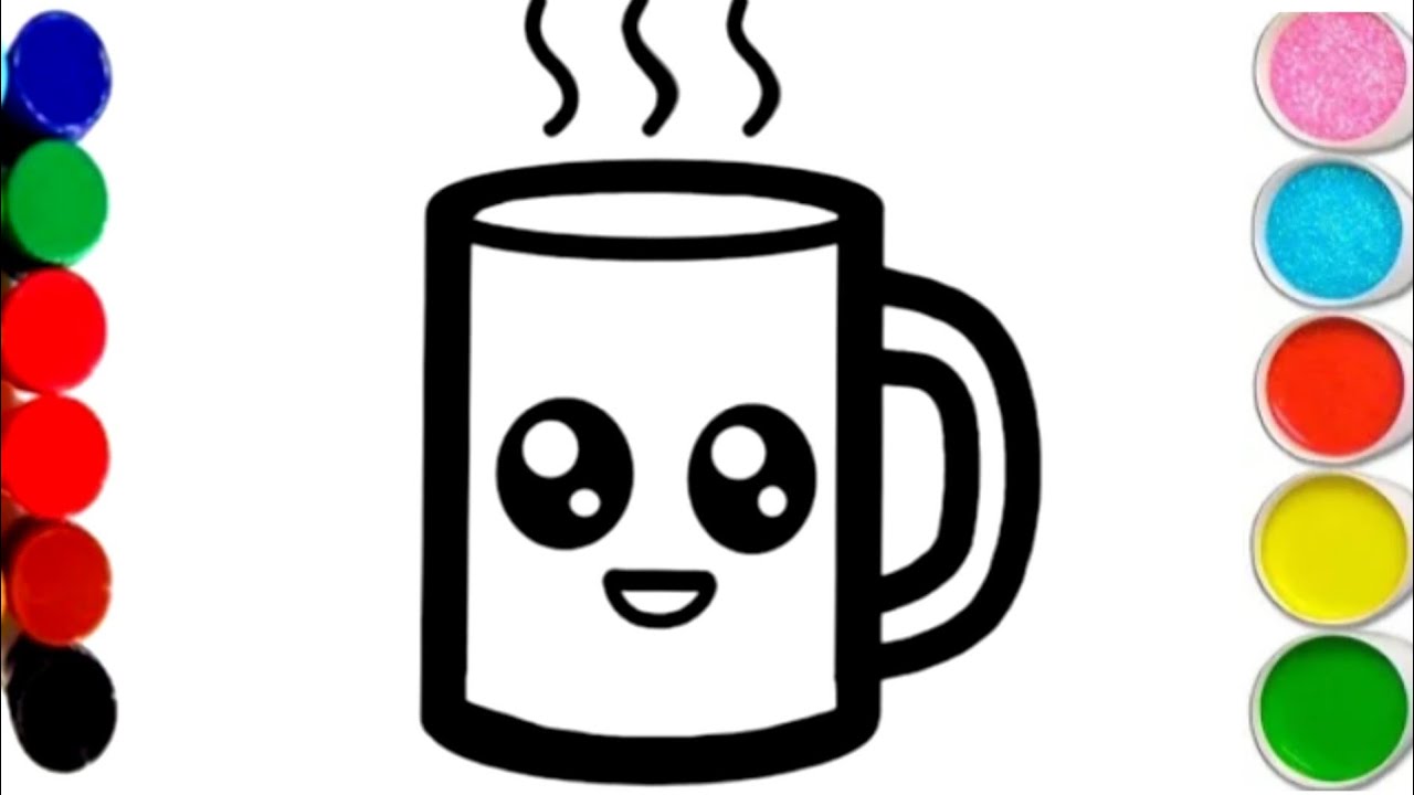 Mug Drawing, Painting and Coloring For Kids And Toddlers l Draw Mug # ...